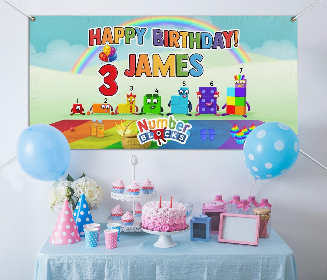 Numberblocks Birthday Backdrop/numberblocks Birthday Banner ...