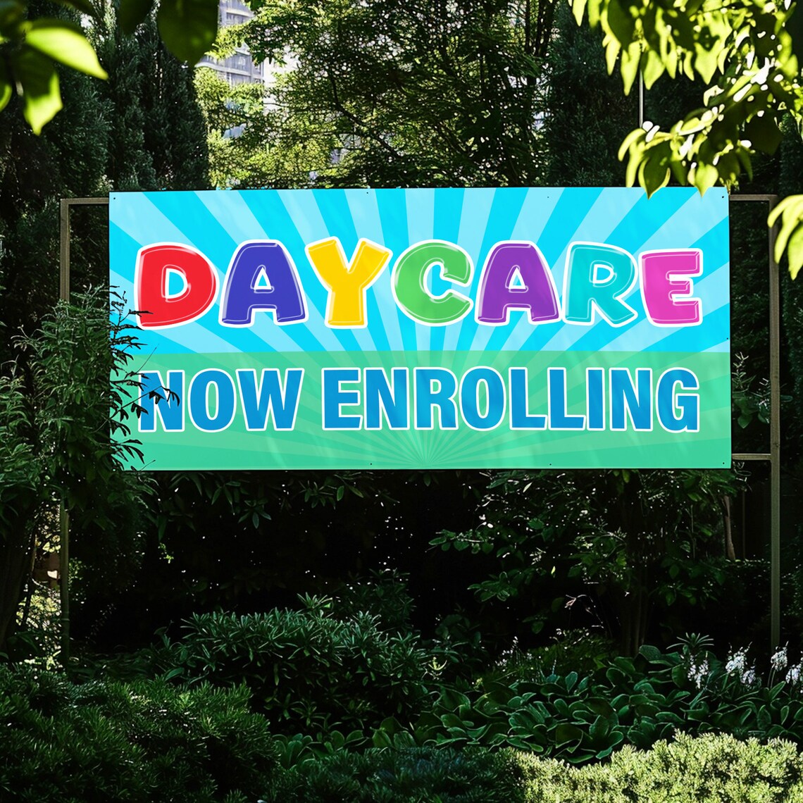 Day Care Banner Enrollment Sign Custom Banner, Child Care Sign, Kid ...