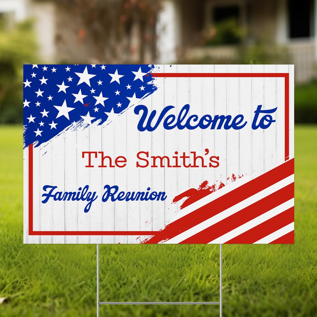 Family Reunion Yard Sign, America Theme Sign, 4th of July Sign With ...