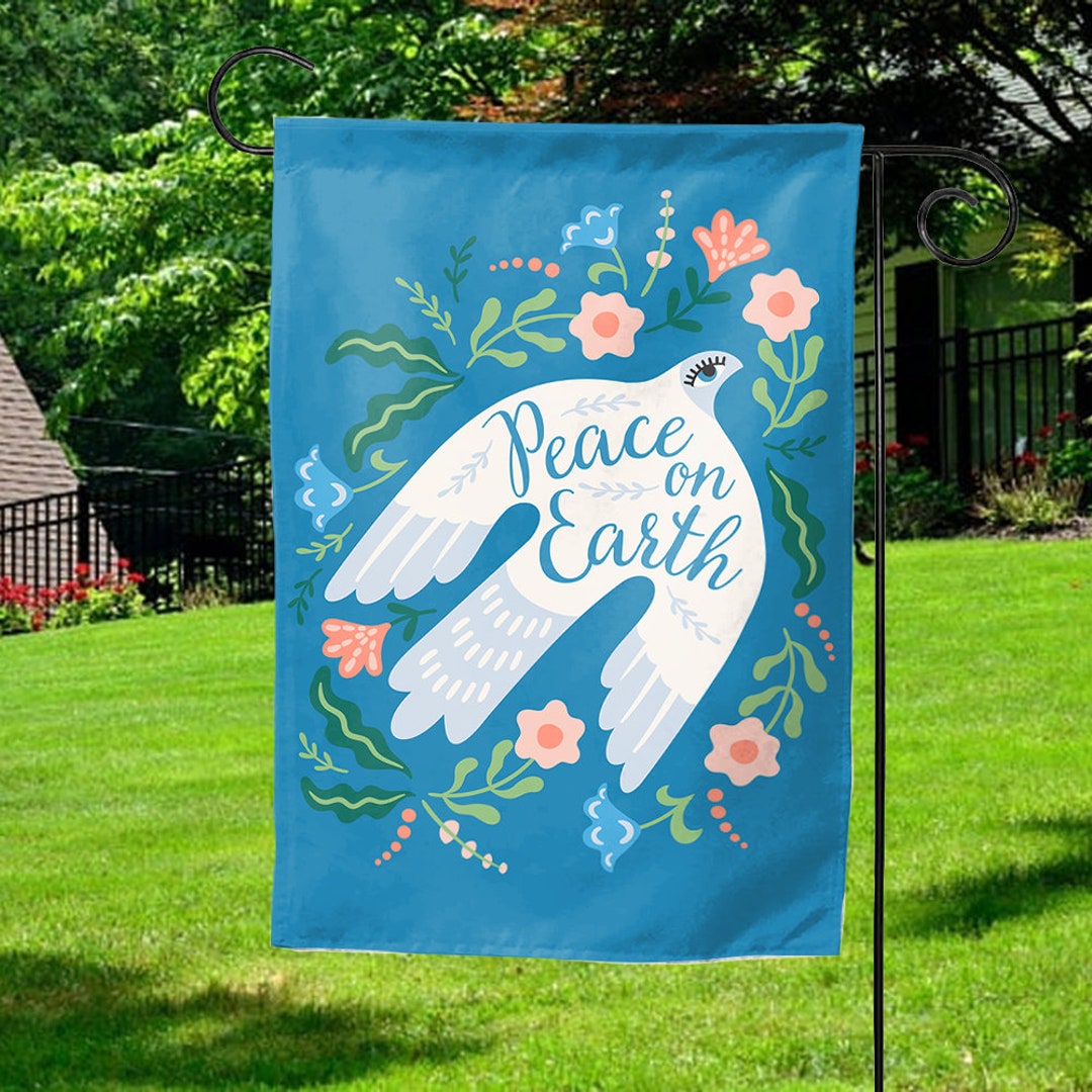 Peace on Earth Christmas Welcome Flag, Christmas Peace on Earth ...