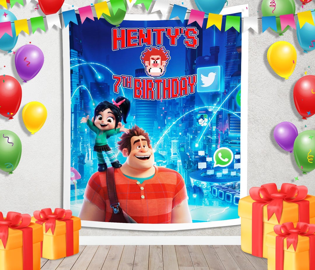 Wreck It Ralph Birthday Backdrop/wreck It Ralph Birthday Banner/wreck ...