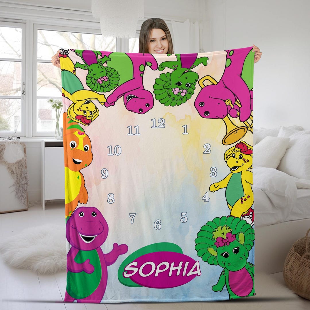 Barney and Friends Milestone Custom Quilt Blanket, Barney the Dinosaur ...