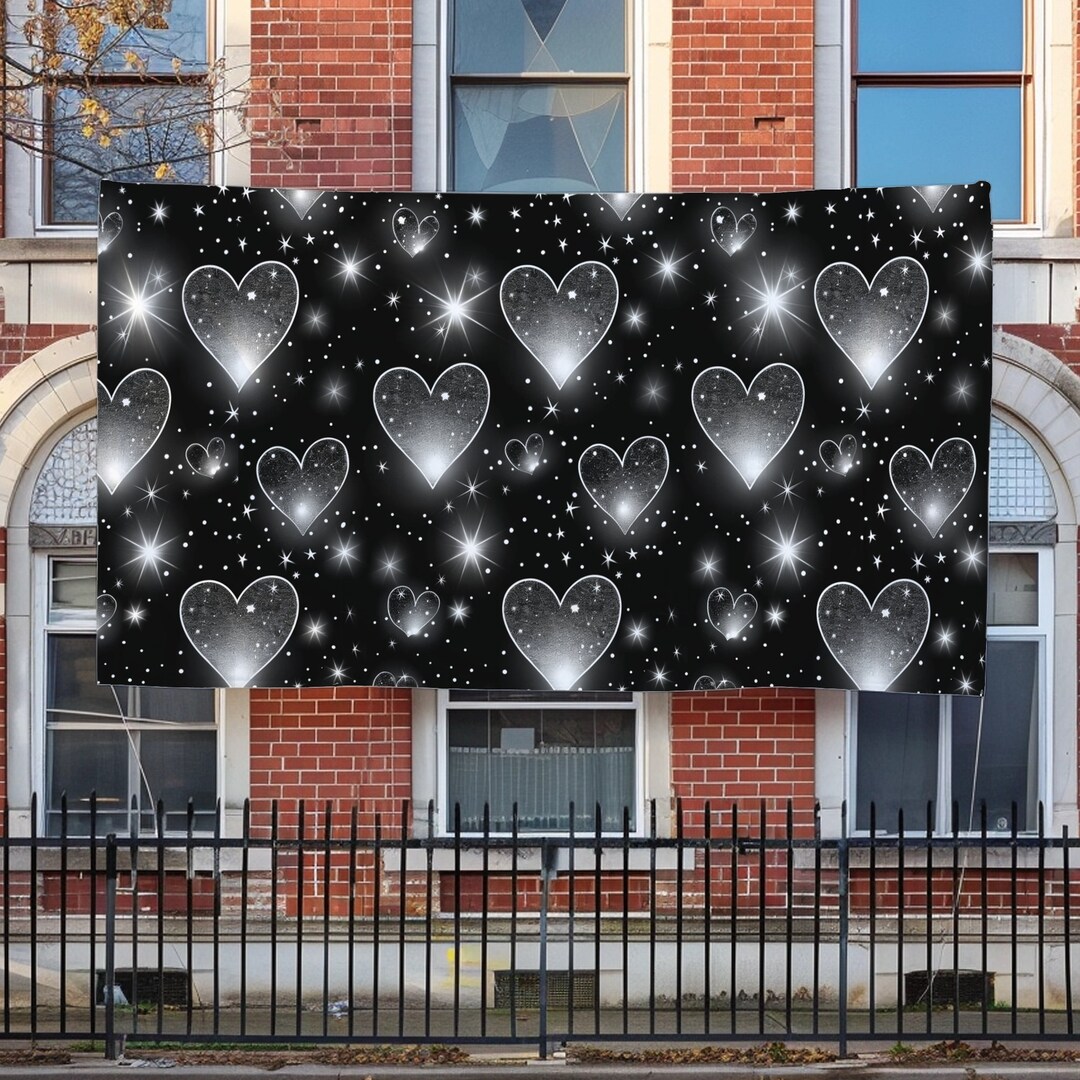Black Heart Backdrop Early 2000s Party Decor Old School Backdrops ...