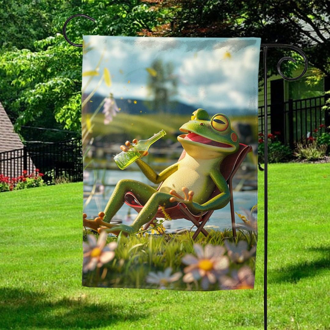 Funny Frog Garden Flag, Funny Frog Flag, Welcome to Our Pad Garden Flag ...