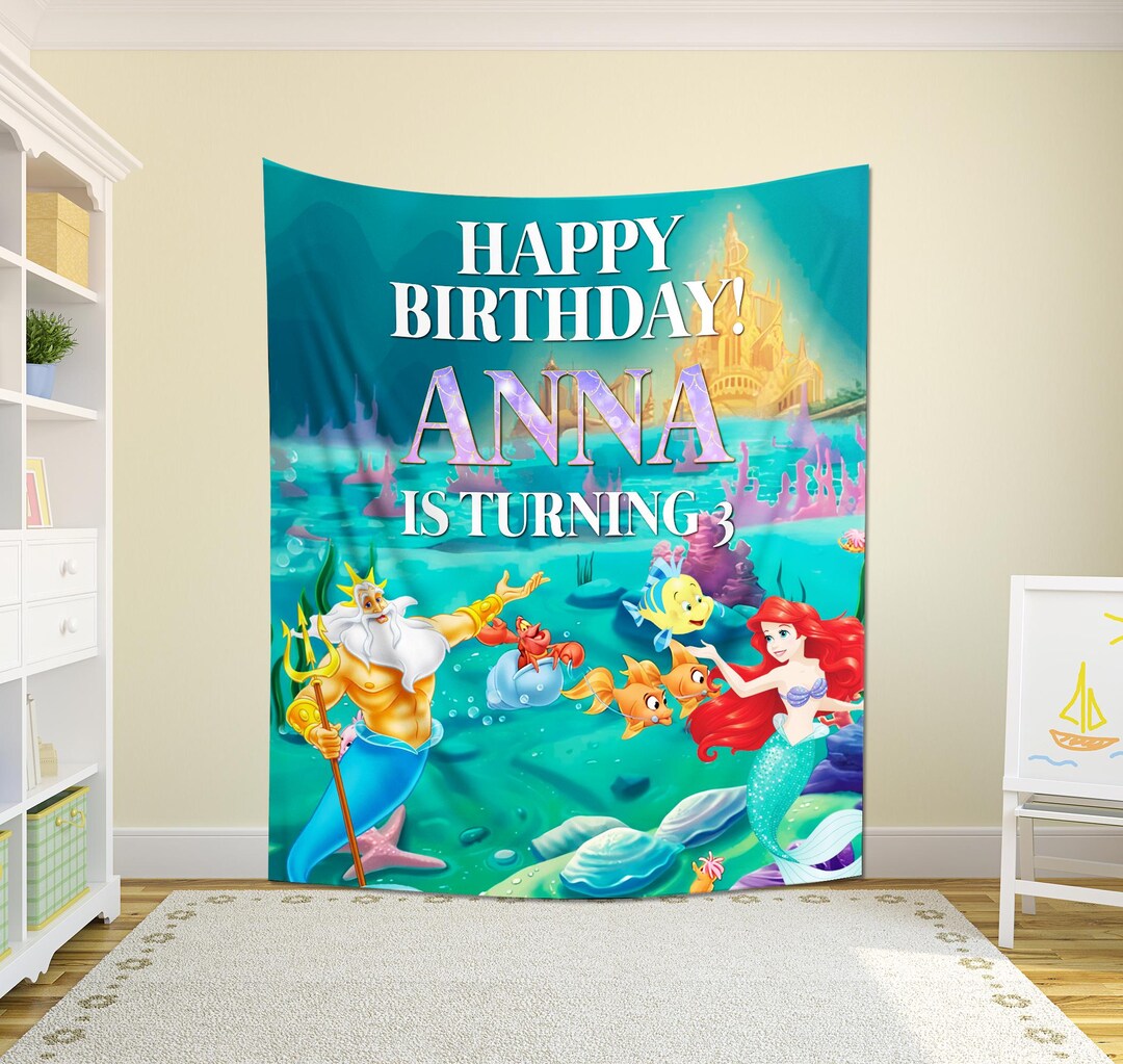 Little Mermaid Birthday Party Backdrop/little Mermaid Birthday Banner ...