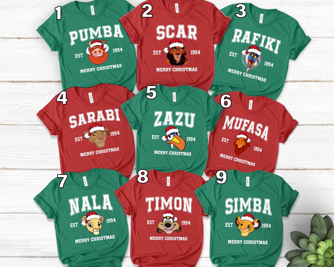 Disney the Lion King Characters Christmas Lights Shirt, Disneyland Xmas ...