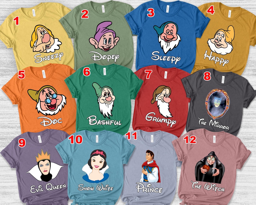 Snow White and Seven Dwarfs Costumes Halloween Shirt, Snow White Seven ...