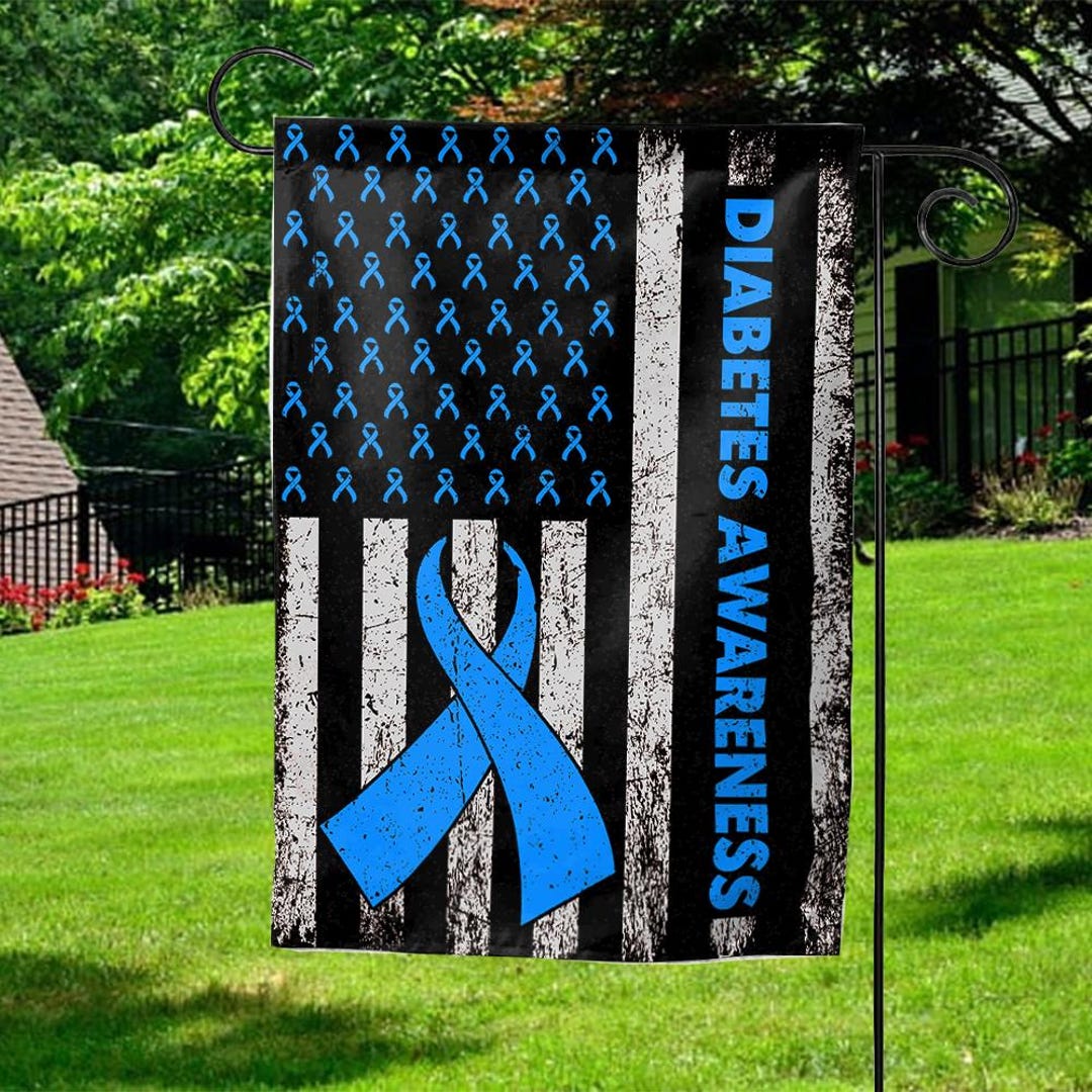 Diabetes Awareness Flag/diabetes Blue Ribbon Garden Flag/diabetes ...
