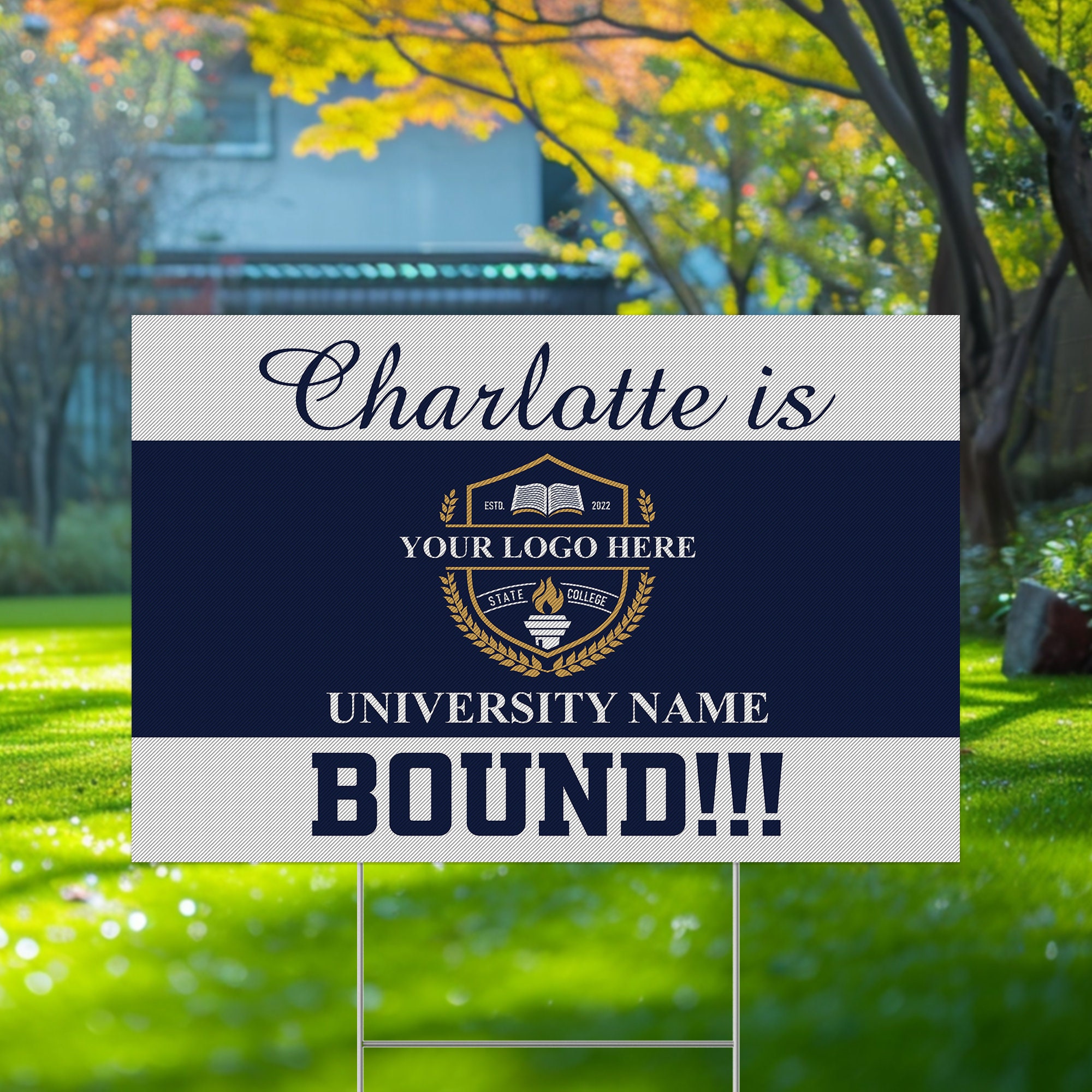Personalized College Bound Yard Sign, College Logo Sign, Custom ...