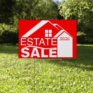 Estate Sale Yard Signs With Stakes Double Sided Large Open House Signs ...