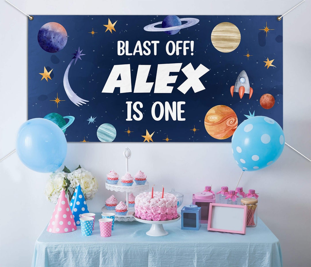 Space Banner, Outer Space Birthday Banner, Out of This World Party ...