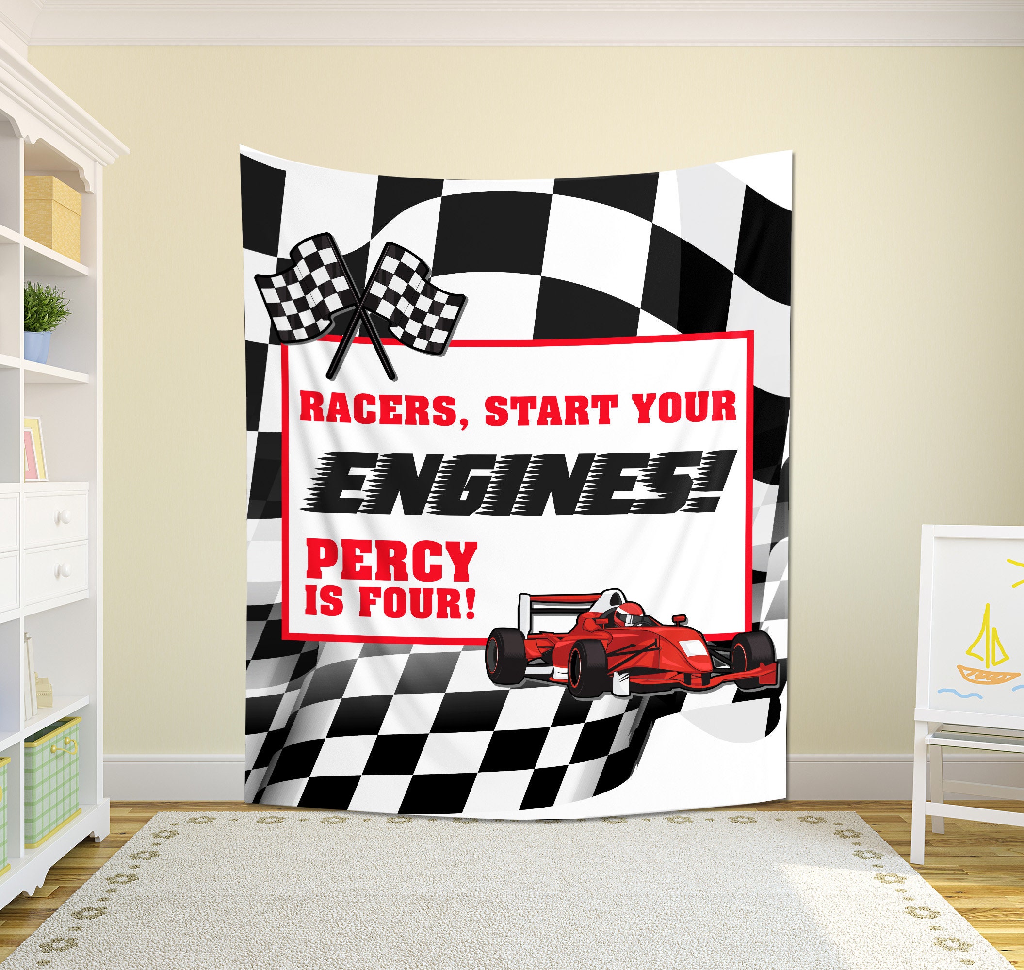Racecar Birthday Banner, Race Car Party Decor Birthday Party, Car Party ...