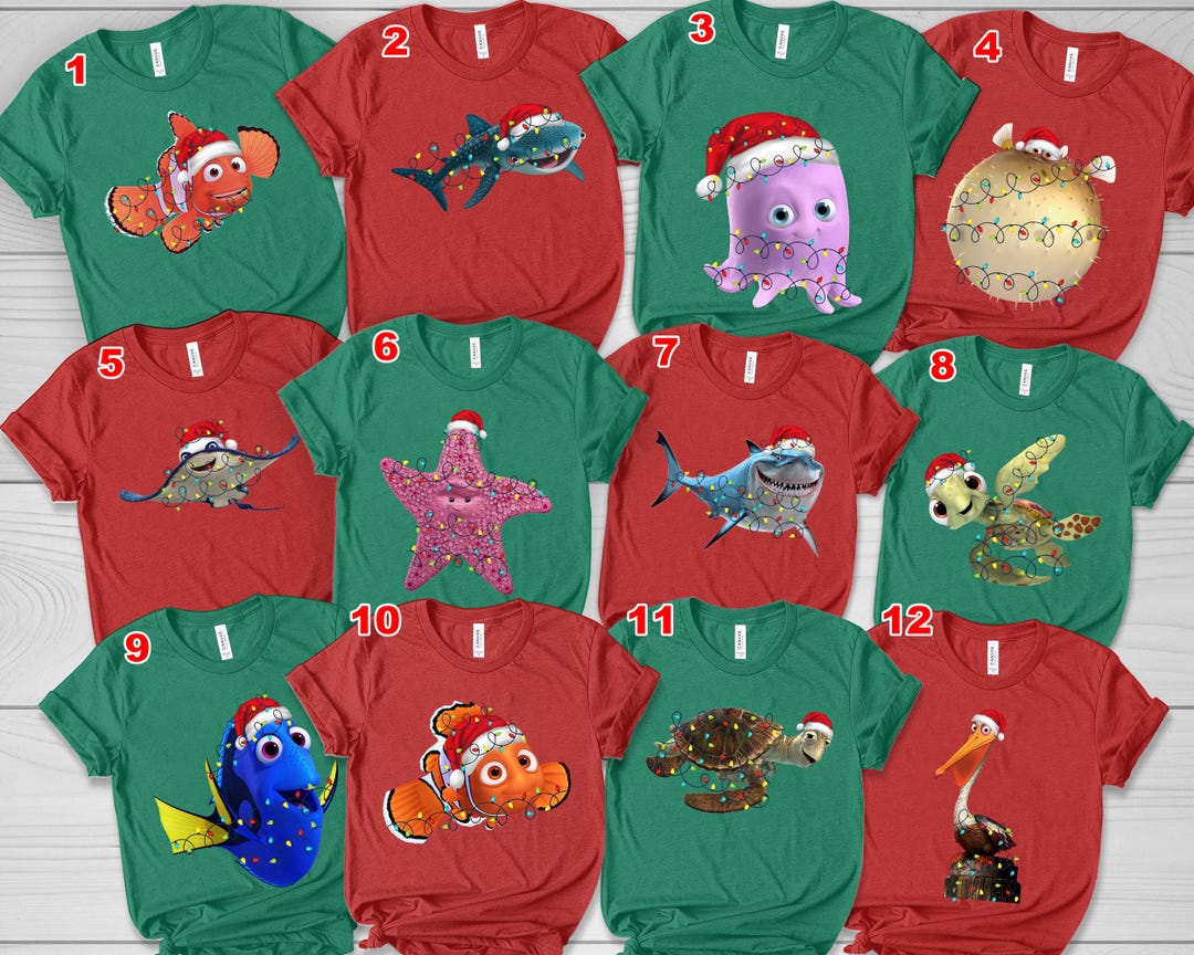 Finding Nemo Christmas Shirt/finding Nemo Family Xmas Shirt/custom Nemo ...