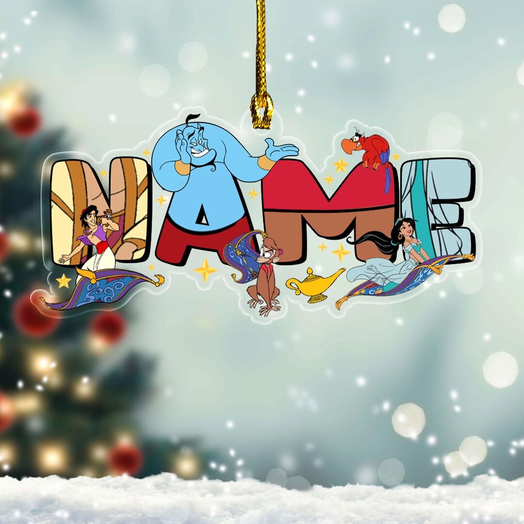 Personalized Alladin Christmas Ornament, Aladdin Jasmine Genie ...