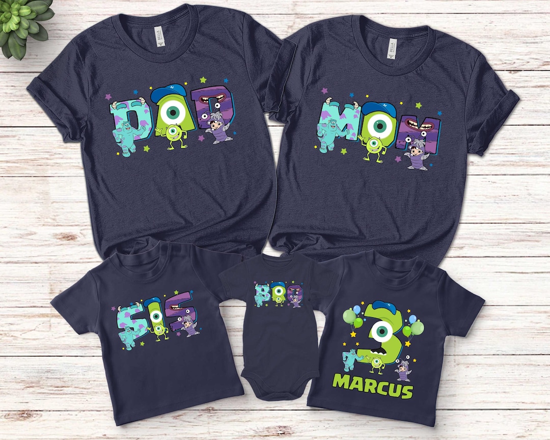 Personalized Monsters Inc Birthday Shirts, Monsters Inc Family Matching ...