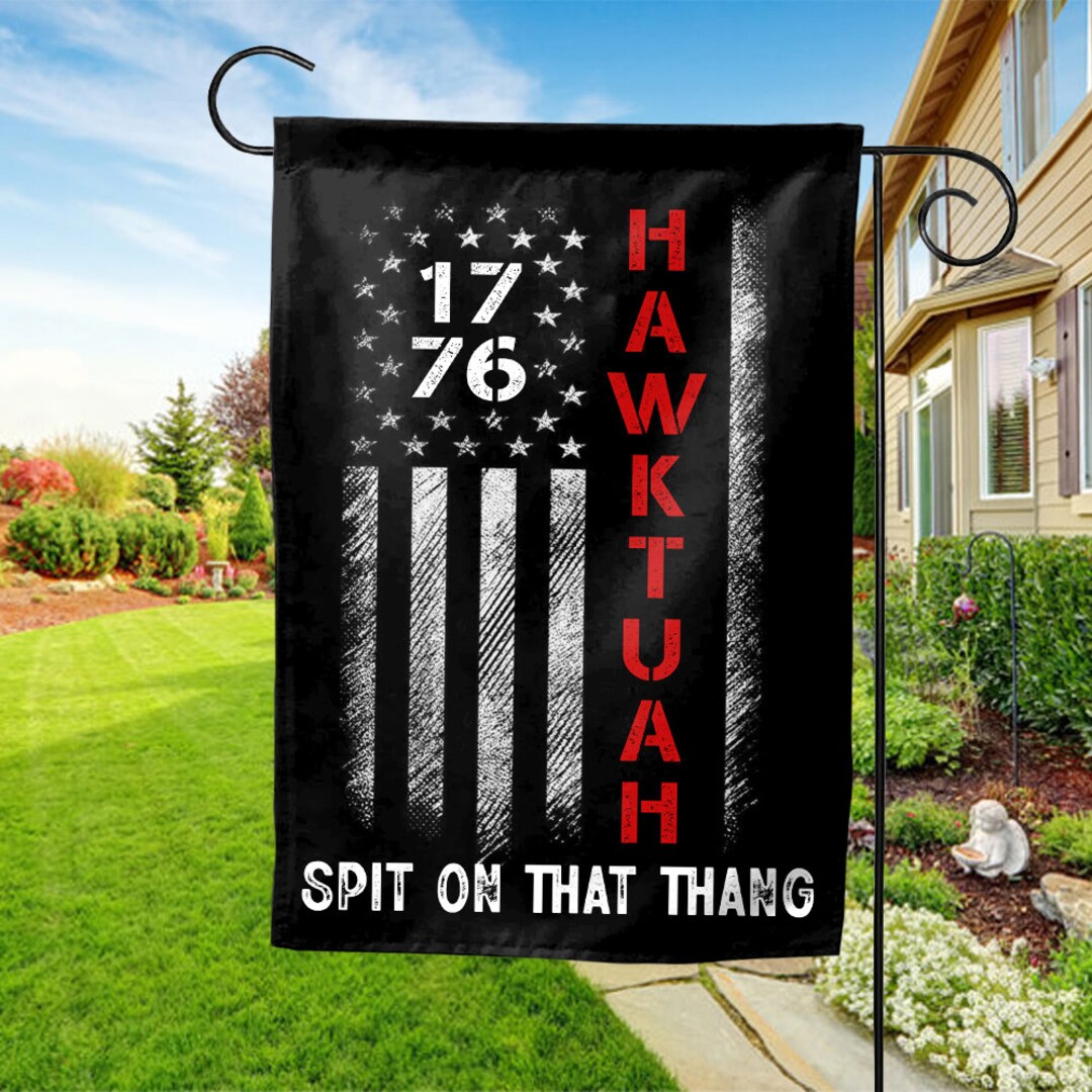 American Flag Hawk Tuah 24 Spit on That Thang Garden Flag, House Flag ...