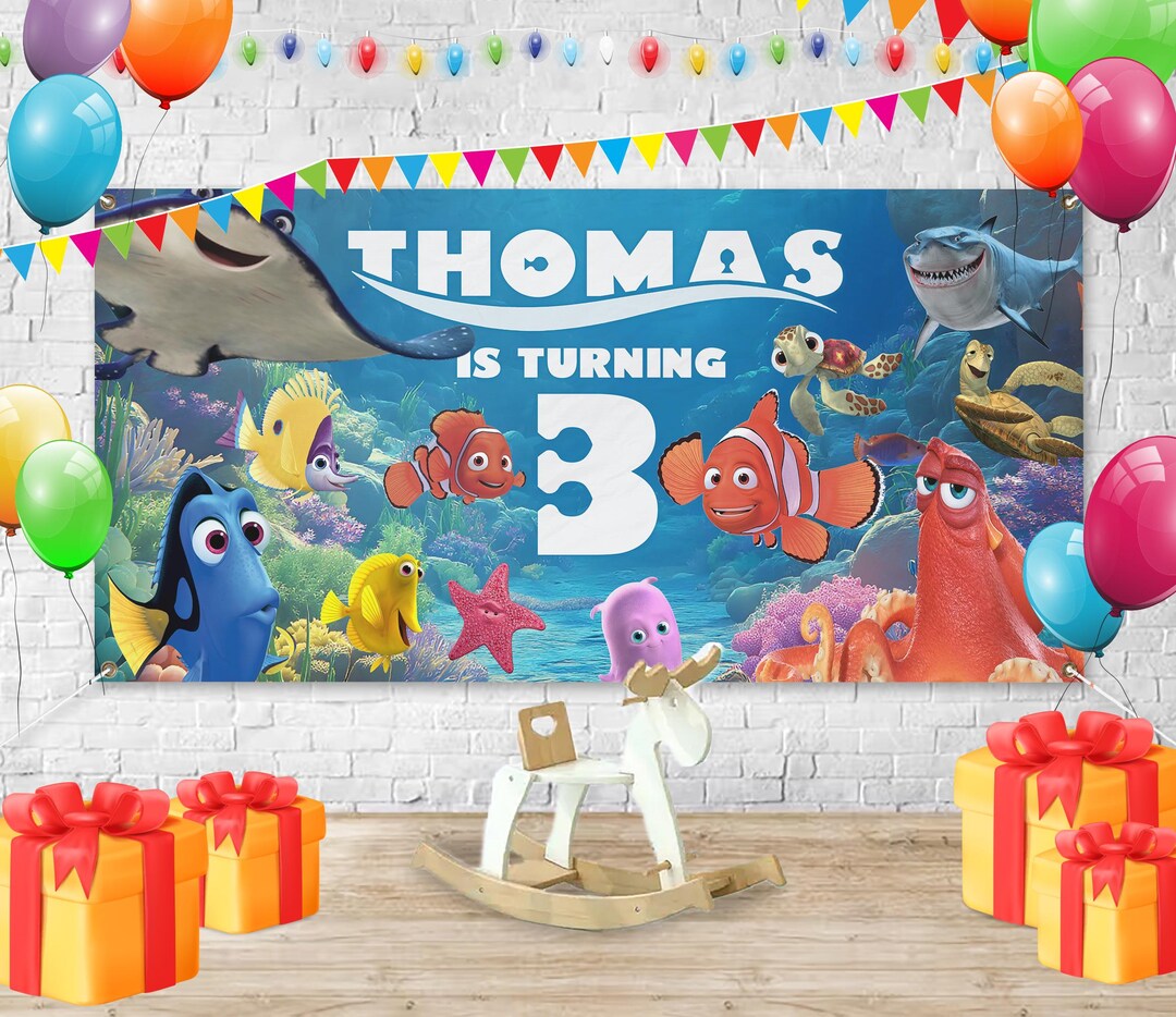 Finding Nemo Birthday Backdrop, Finding Nemo Banner, Finding Nemo Party ...