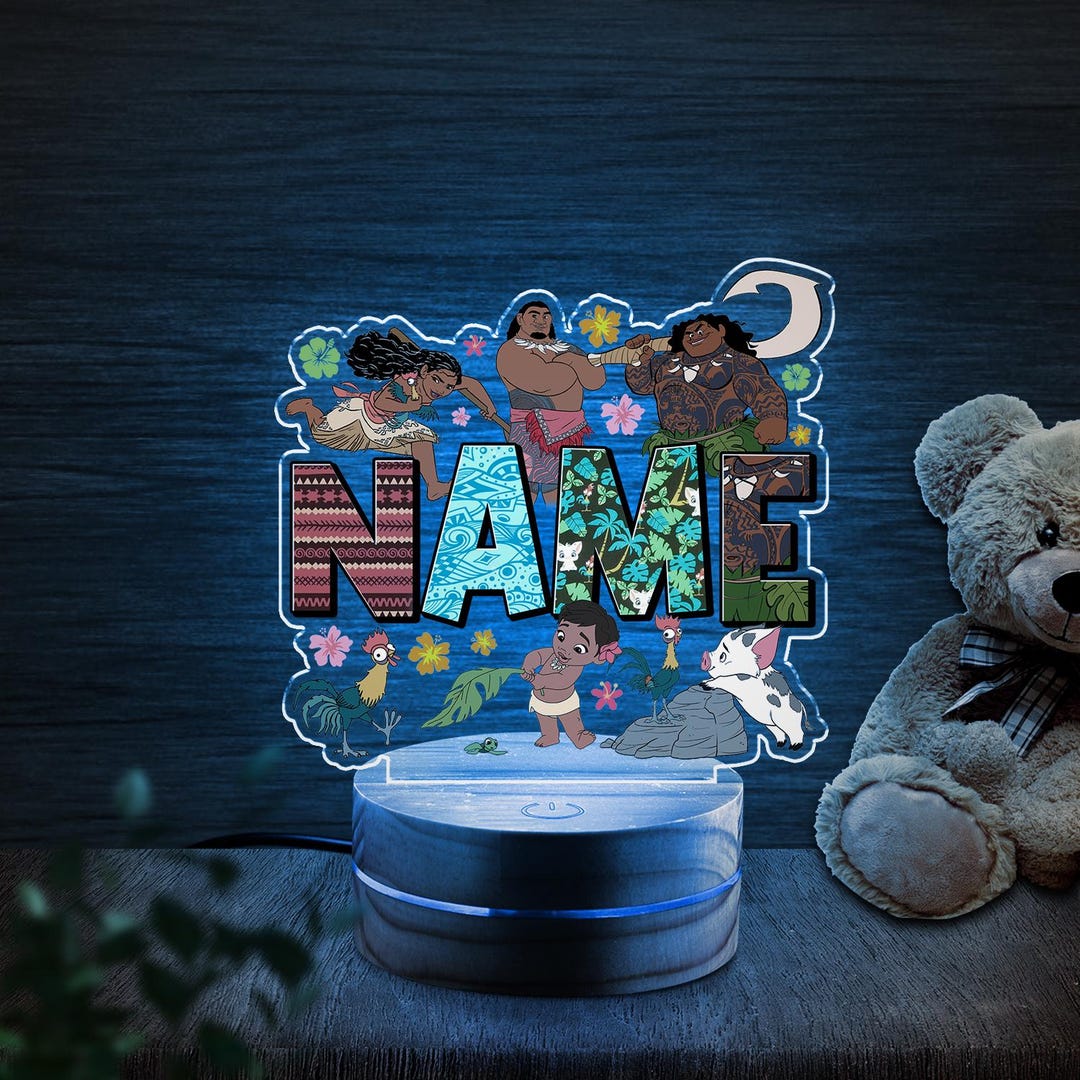 Personalized Disney Moana Night Light, Disney Princess Moana 2 Movie ...