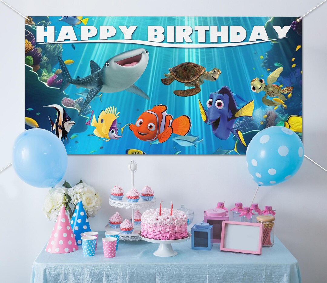 Custom Finding Nemo Birthday Backdrop, Finding Nemo Birthday Party ...