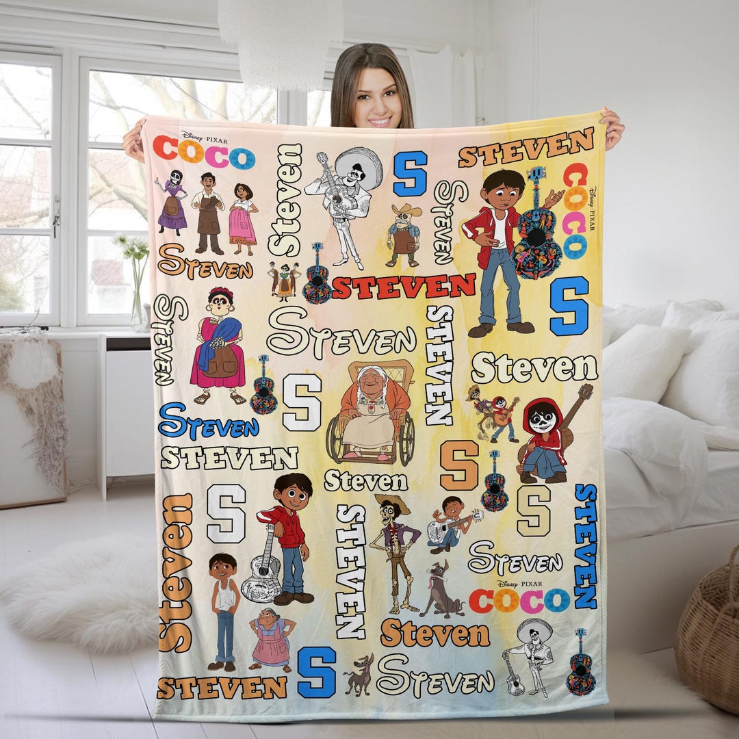 Personalized Watercolor Disney Pixar Coco Blanket/custom Name Miguel ...