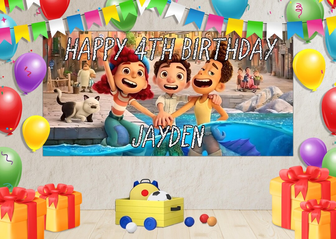 Personalized Luca Backdrop, Backdrop Birthday Viny, Luca Birthday ...