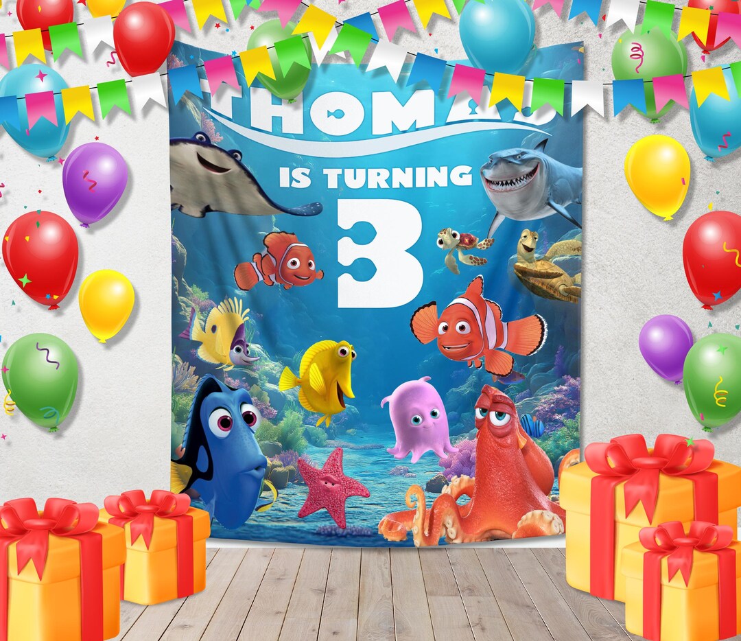 Finding Nemo Birthday Backdrop, Finding Nemo Banner, Finding Nemo Party ...