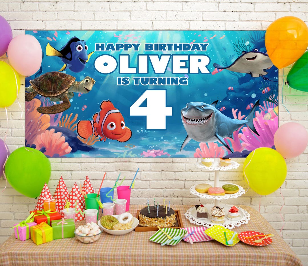 Finding Nemo Birthday Backdrop/finding Nemo Birthday Banner/finding ...
