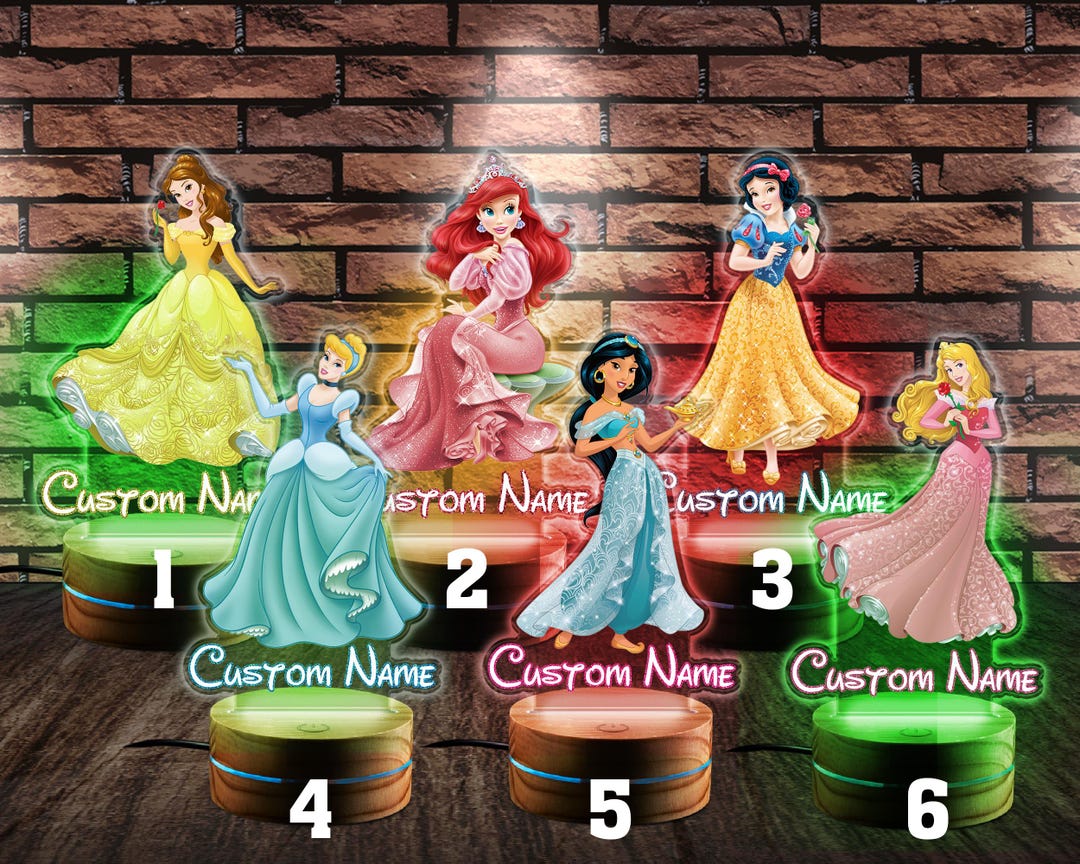 Personalized Disney Princess Night Light, Custom Name Baby Girl Room ...