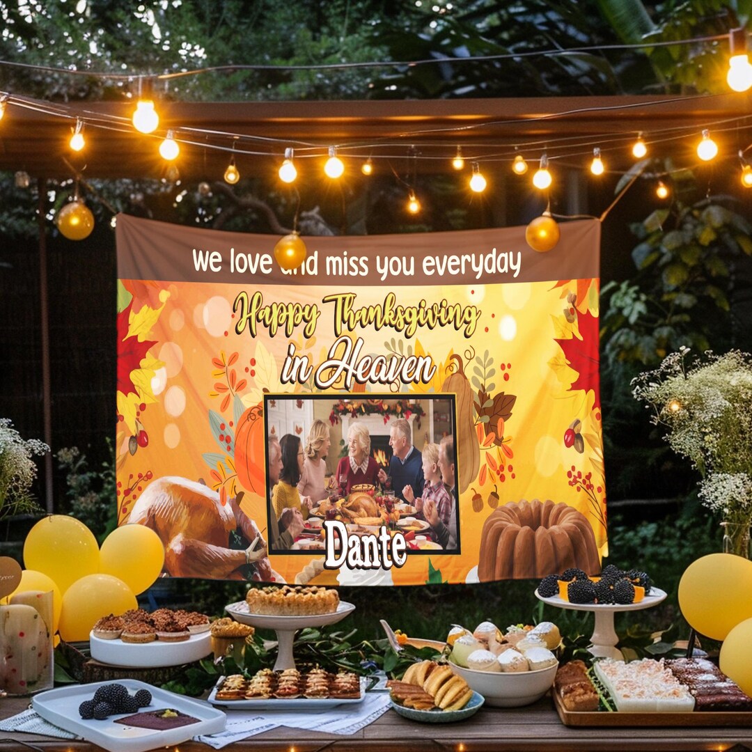 Happy Thanksgiving in Heaven Personalized Memorial Banner, Turkey ...