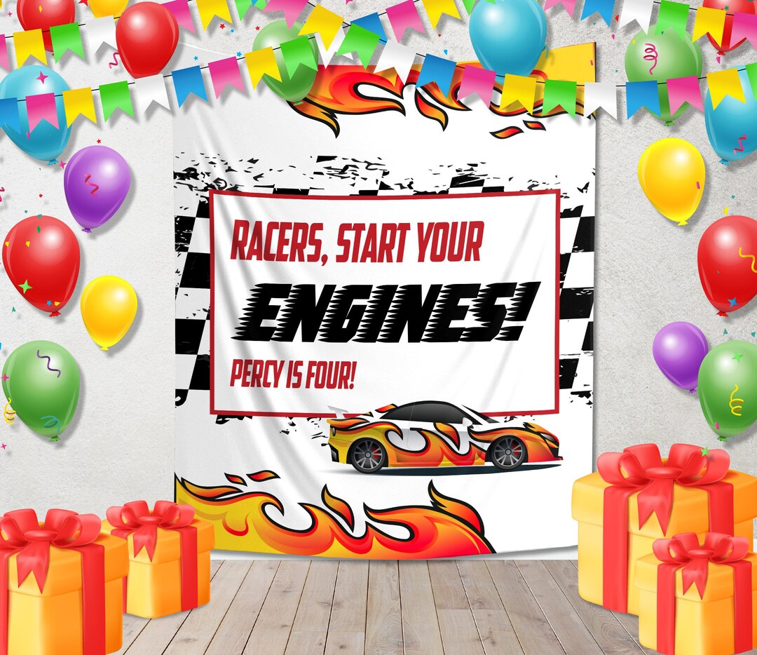 Racecar Birthday Banner, Race Car Party Decor, Birthday Party, Car ...