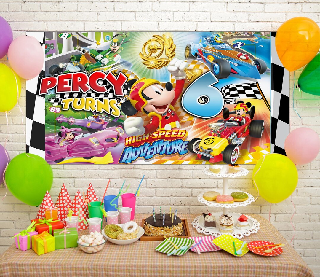 Disney Mickey Mouse Roadster Racers Birthday Backdrops,personalized ...