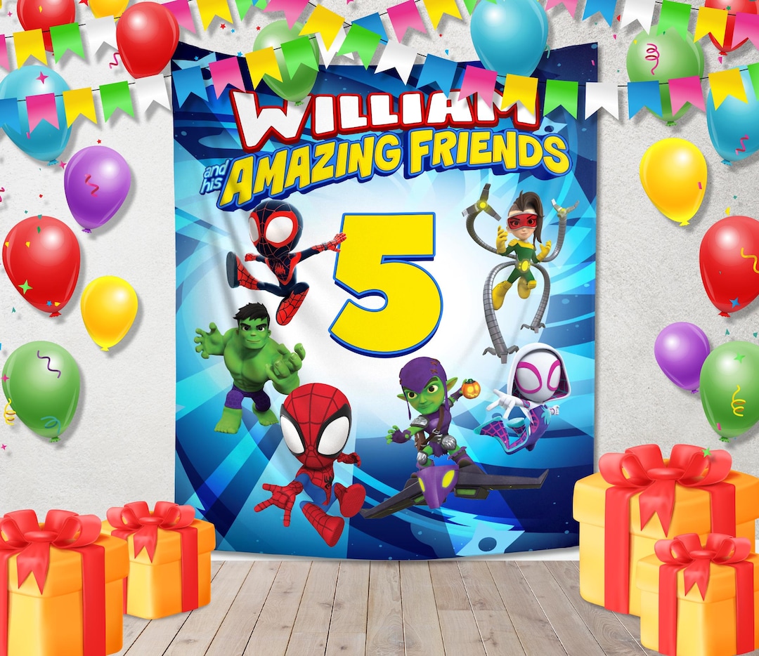 Spidey Amazing Friends Birthday Party Backdrop/spiderman Birthday ...