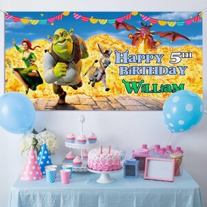 Shrek Birthday Party, Shrek Party Banner, Shrek Birthday Backdrop ...
