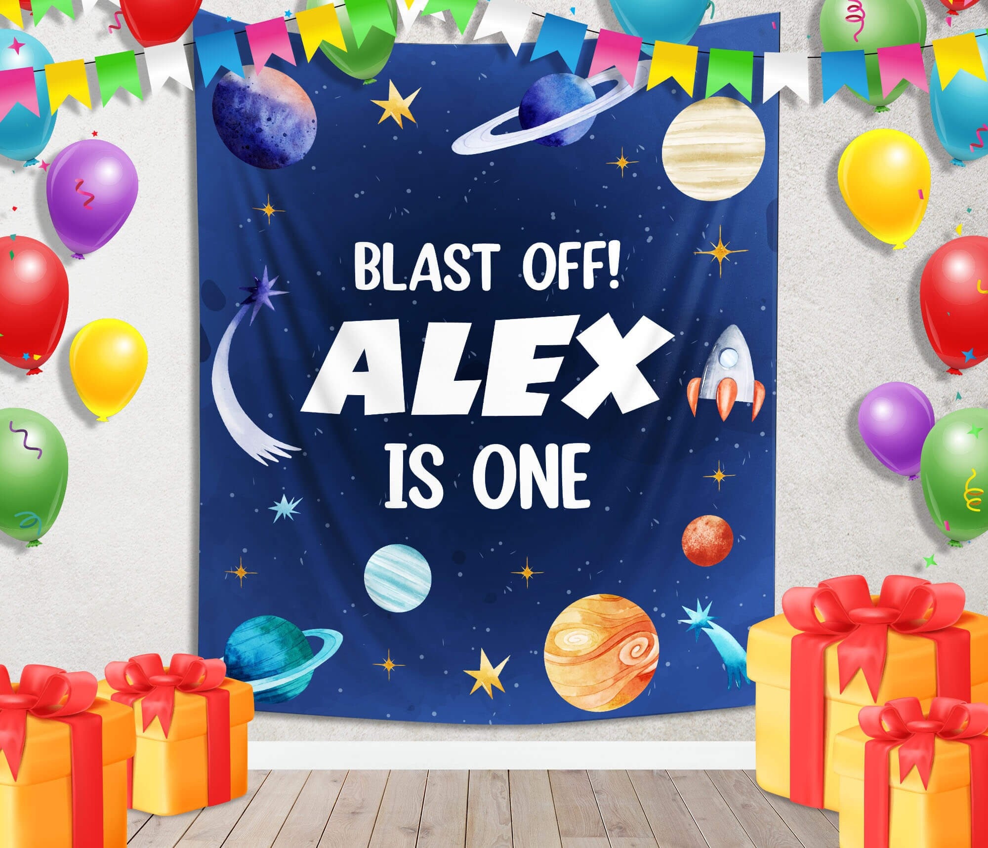 Space Banner, Outer Space Birthday Banner, Out of This World Party ...
