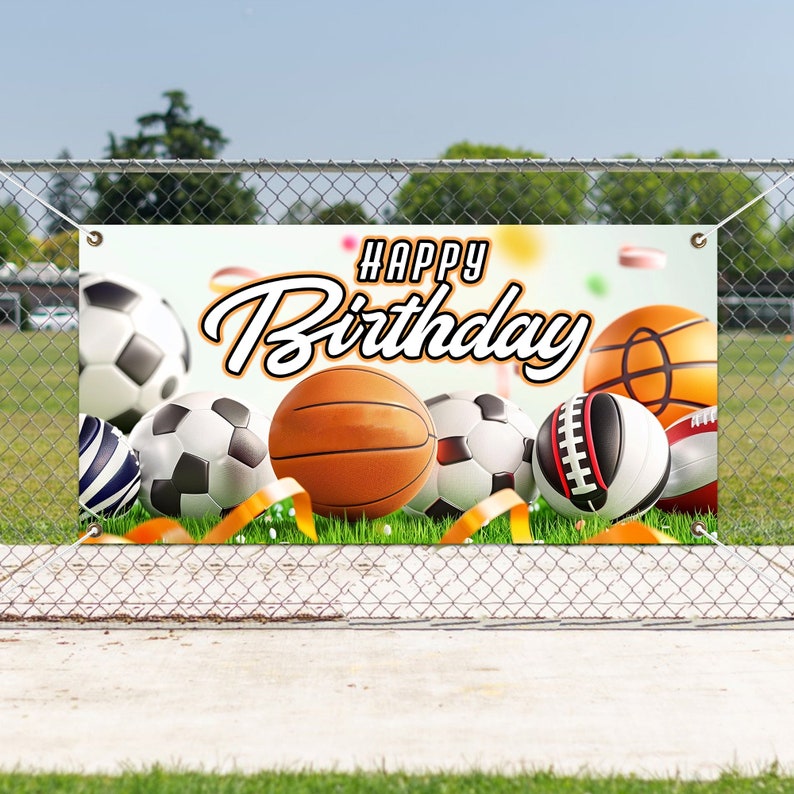 Sports Birthday Backdrop Boys Football Basketball Baseball Kids ...