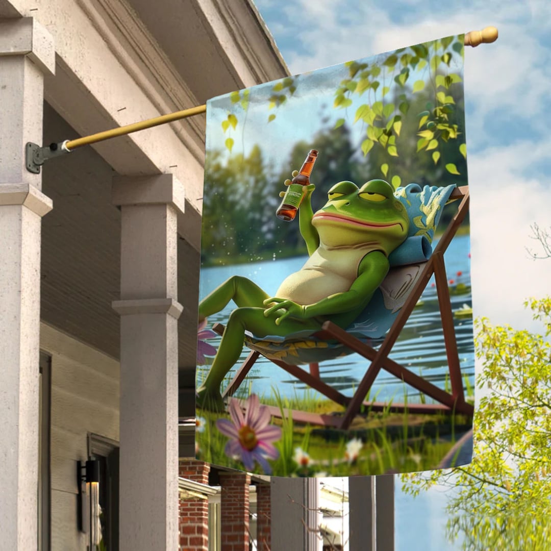 Funny Frog Garden Flag, Funny Frog Flag, Welcome to Our Pad Garden Flag ...