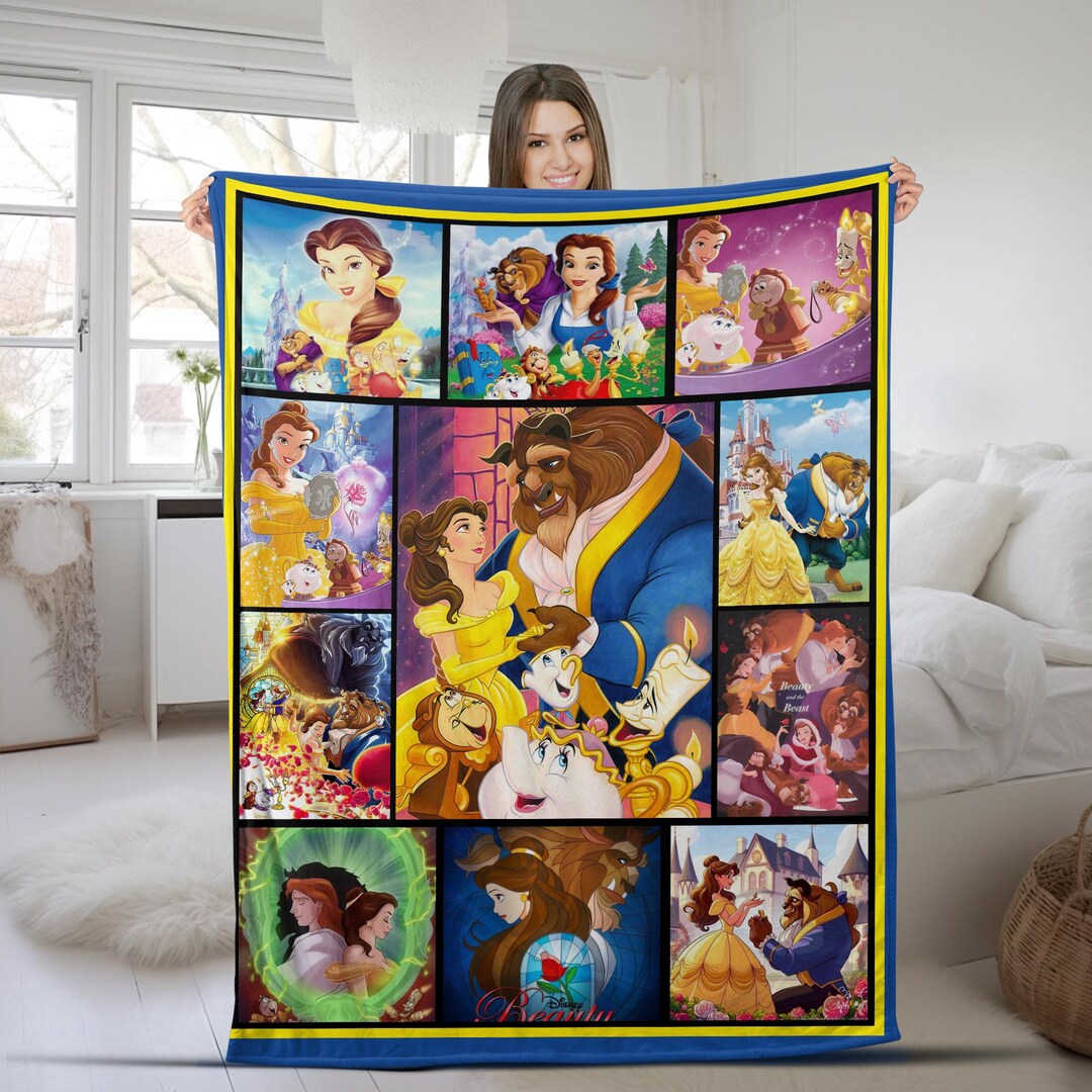 Beauty and the Beast Blanket, Frame Style Border, Embroidery, Baby ...
