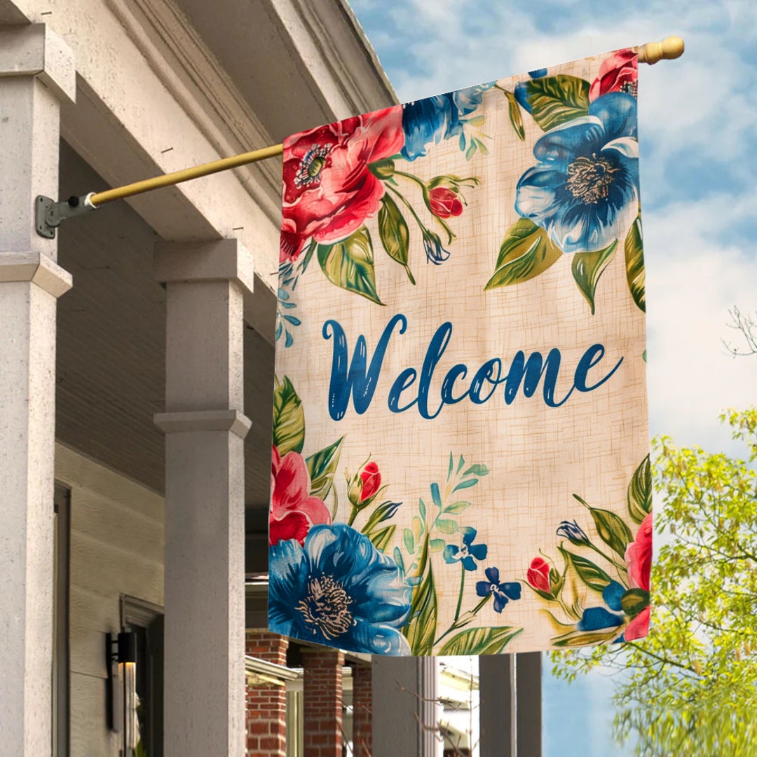 Memorial Day Patrioctic House Flag Double Sided 4th of July Floral ...