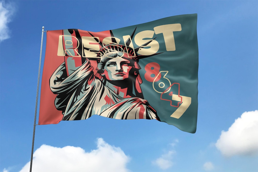 Resist 8647 Vintage Flag, Protest Flag, Subtle Anti Trump Liberal Flag ...