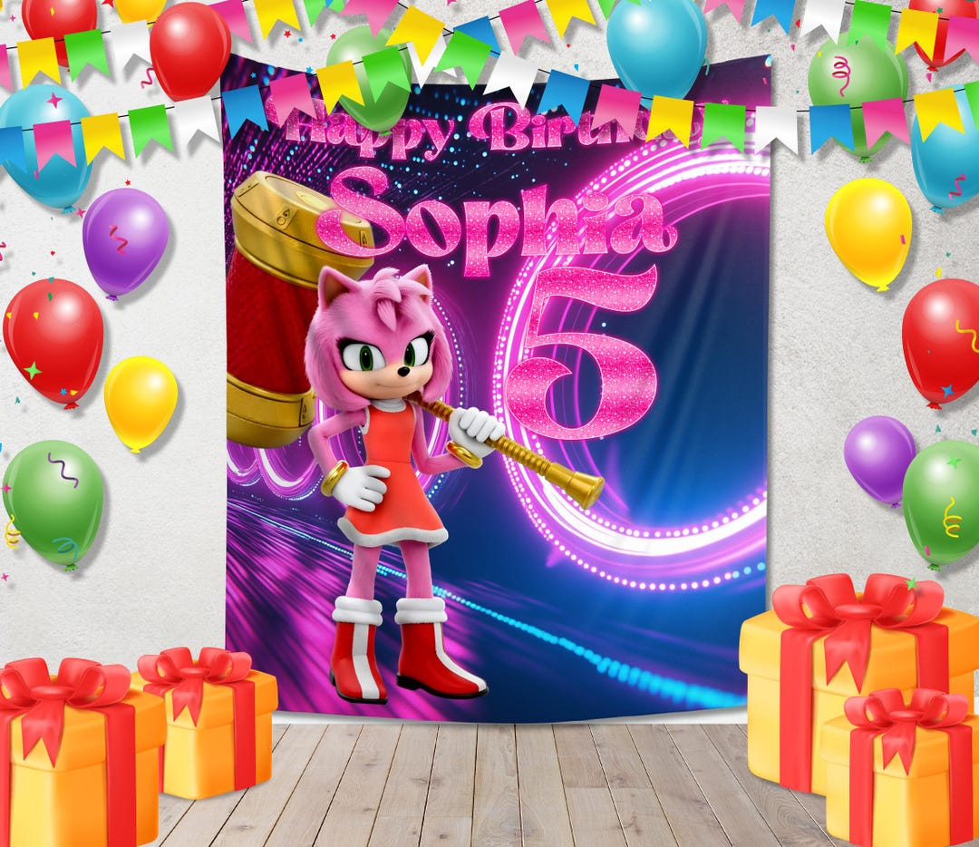 Custom Sonic Amy Rose the Hedgehoge Birthday Banner, Sonic Banner ...