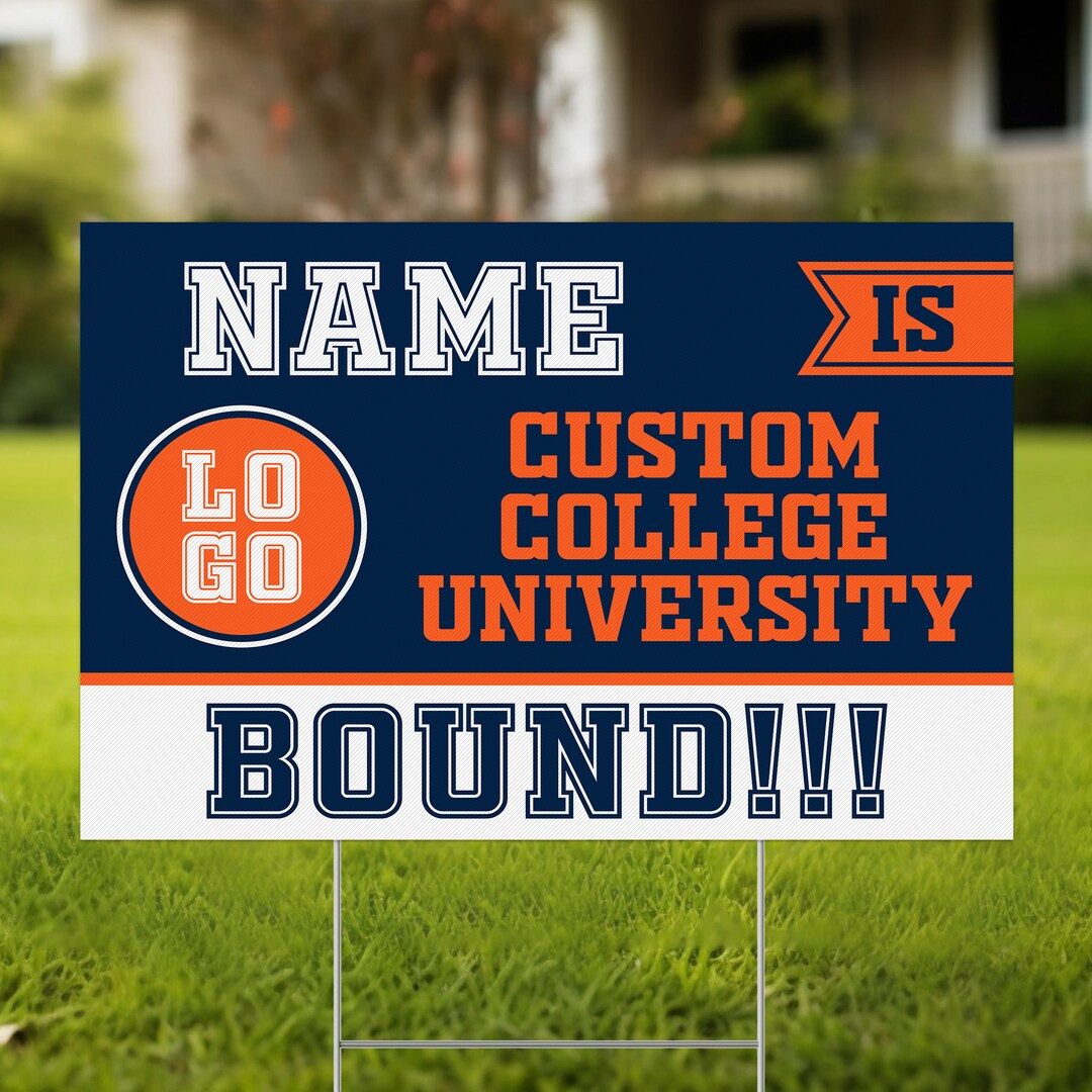 Personalized College Bound Yard Sign, College Logo Sign, Custom ...