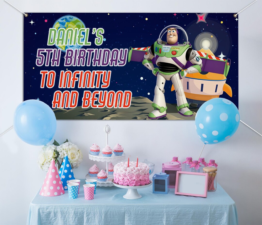 Buzz Lightyear Party Banner, Toy Story Birthday Banner Decoration ...