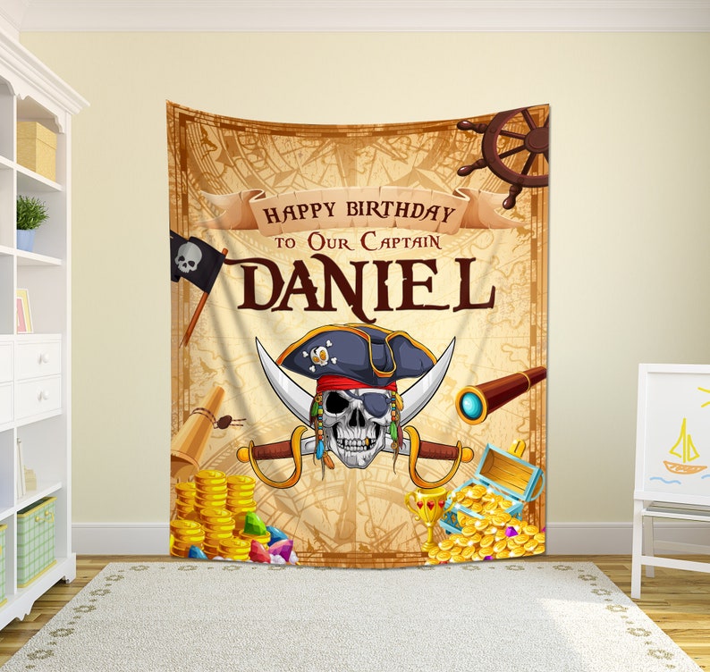 Pirate Birthday Backdrop, Pirate Birthday Party Decor, Personalized ...