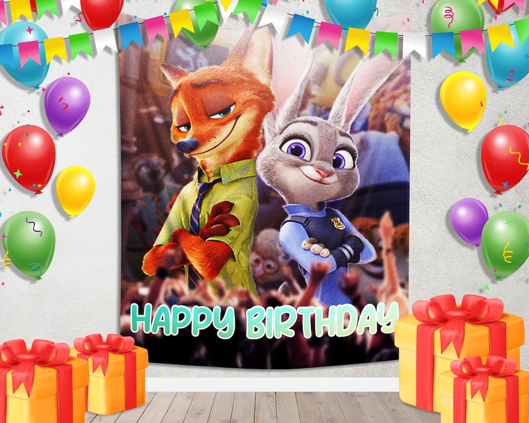 Zootopia Birthday Party Backdrop Zootopia Baby Shower Banner, Birthday ...