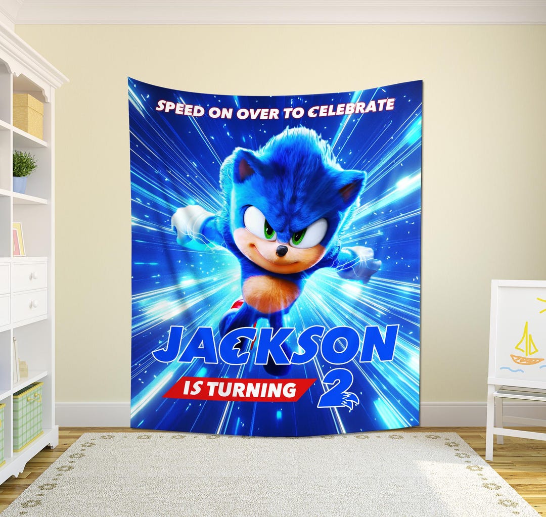 Sonic Birthday Party Backdrop/sonic Birthday Banner/custom Sonic ...