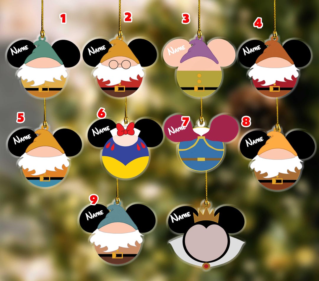 Seven Drawfs Characters Ornament, 7 Dwarfs, Disney Snow White and the ...