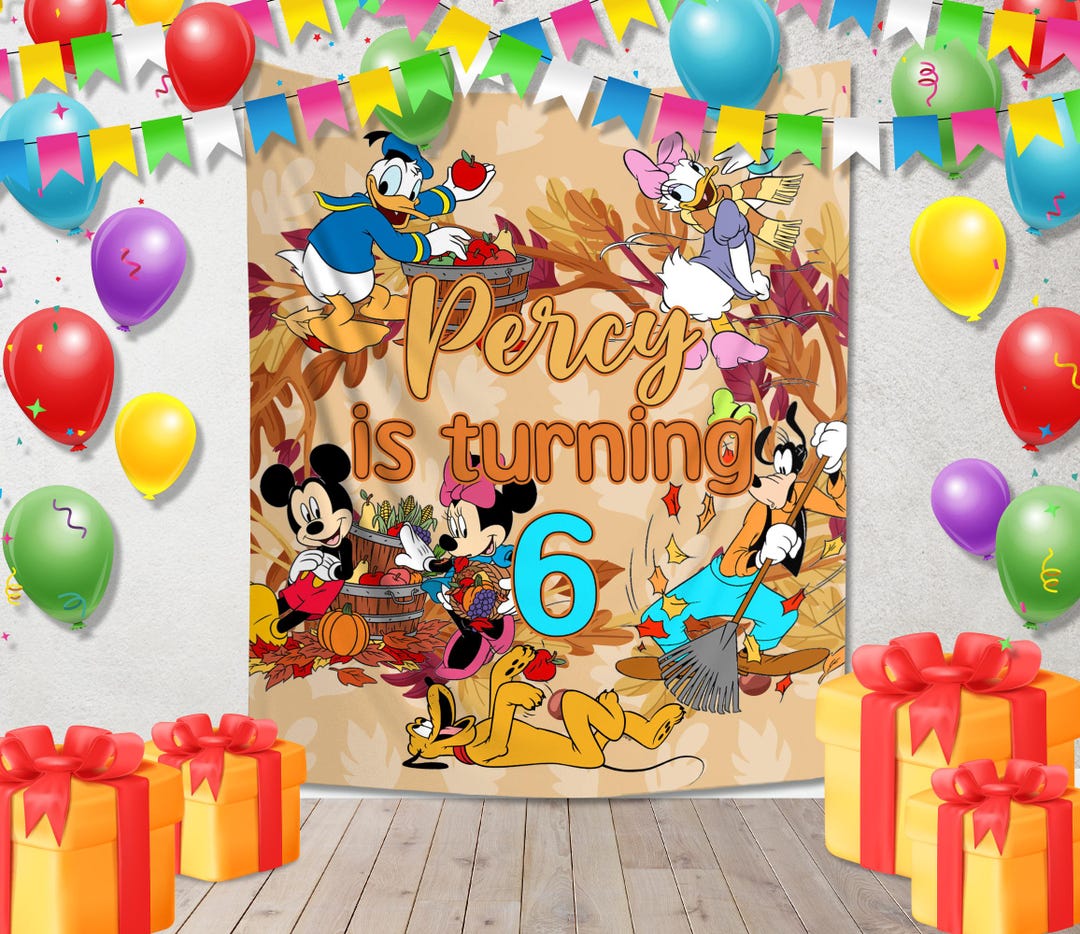 Disney Thankful for Mickey and Friends Banner, Disney Thanksgiving ...