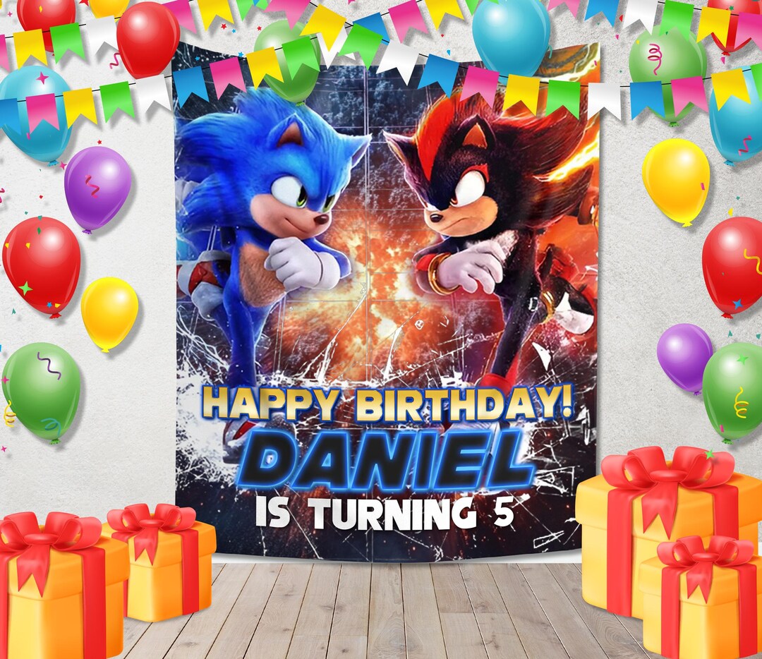 Sonic Shadow Birthday Party Backdrop/sonic Shadow Hedgehog 3 Birthday ...