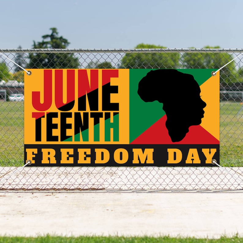 Juneteenth Freedom Day Flag Banner/juneteenth Banner/june 19/1865/black ...