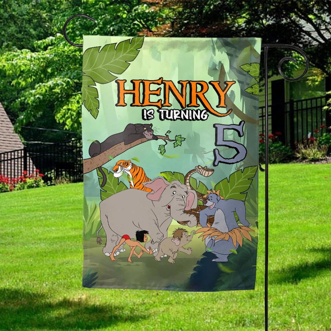 Customize the Jungle Book Birthday Welcome Garden Flag, Jungle Book ...